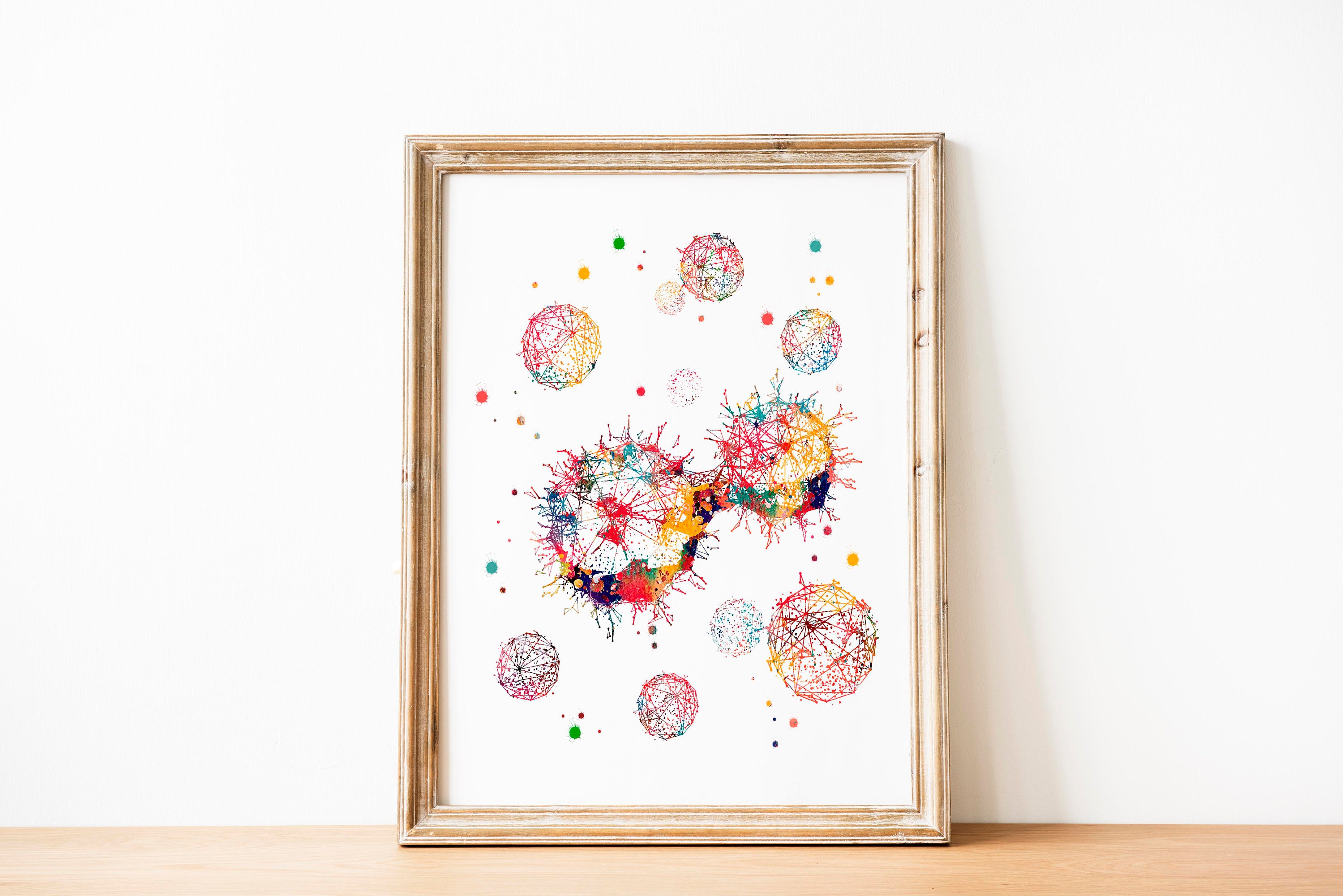Cancer Cells Watercolor Print T-cells Doctor Office T-lymphocytes Wall ...