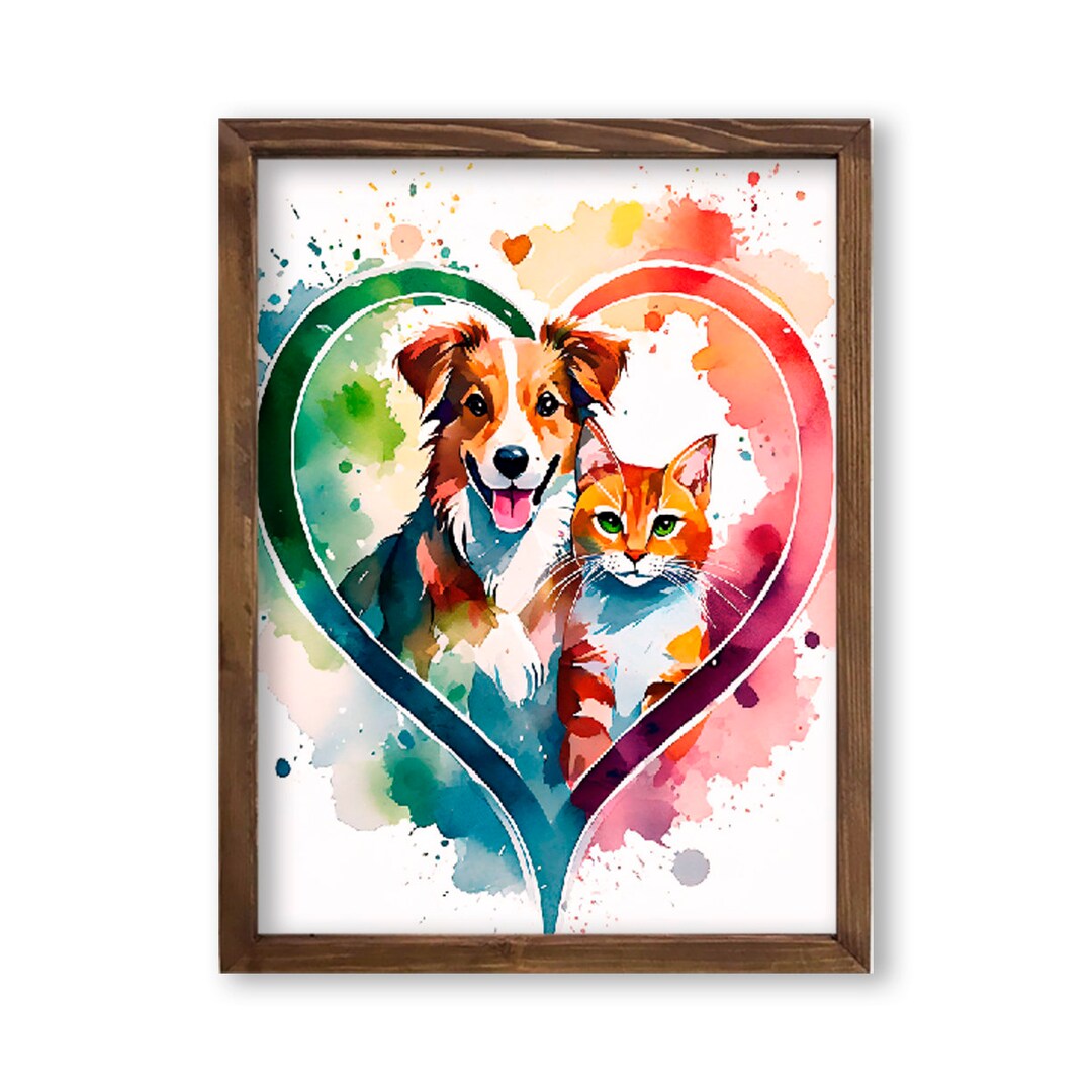 Veterinary Clinic Symbol Watercolor Print Veterinary Caduceus With Cat ...