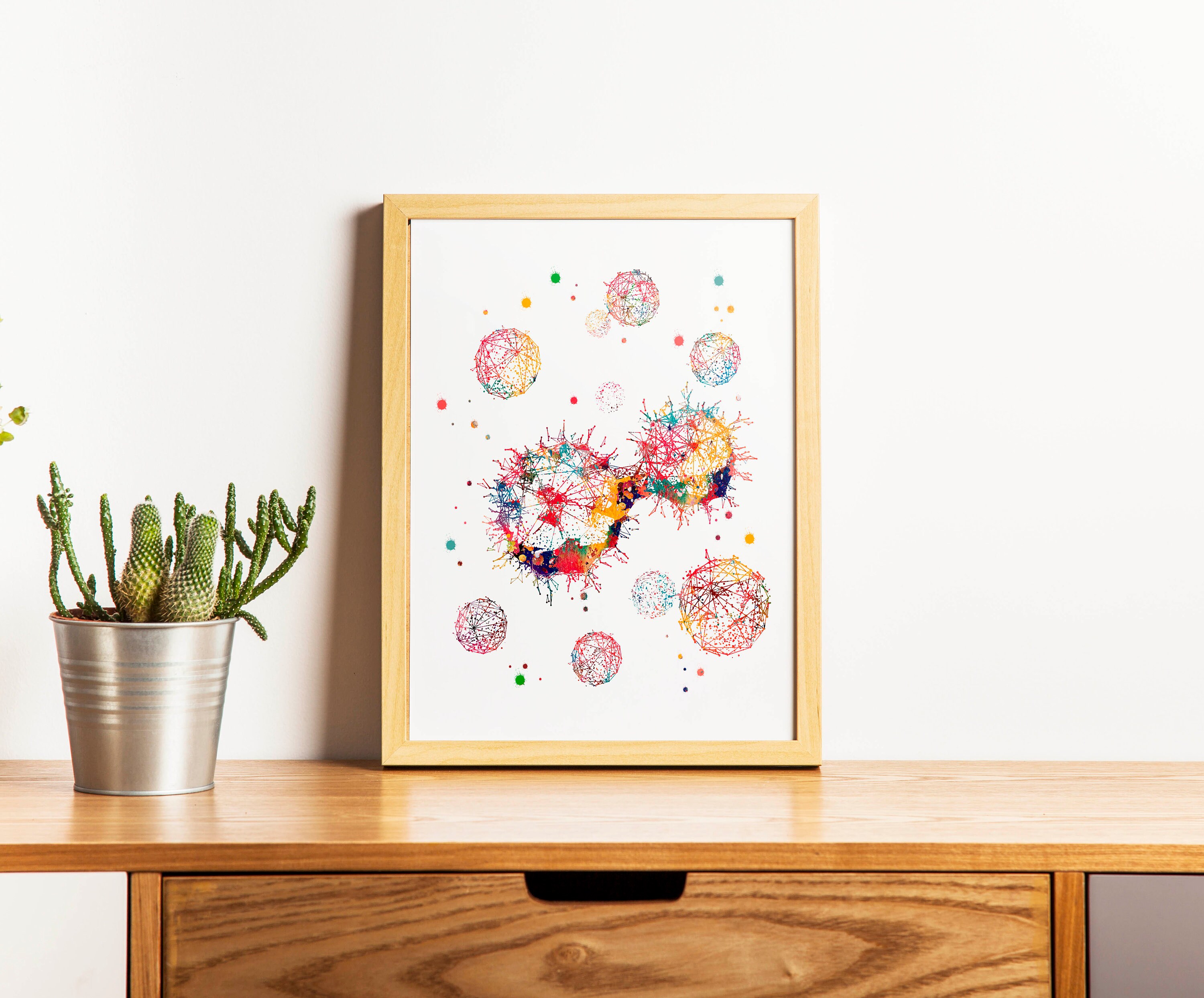 Cancer Cells Watercolor Print T-cells Doctor Office T-lymphocytes Wall ...