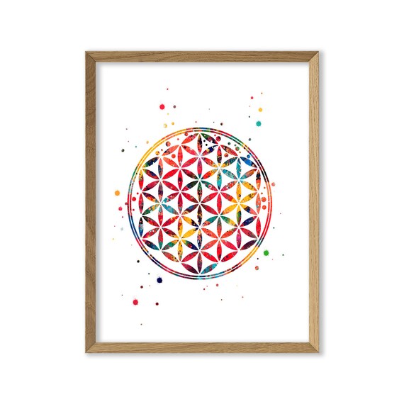 Flower of Life Symbol Watercolor Art Chakra Symbol Mandala - Etsy