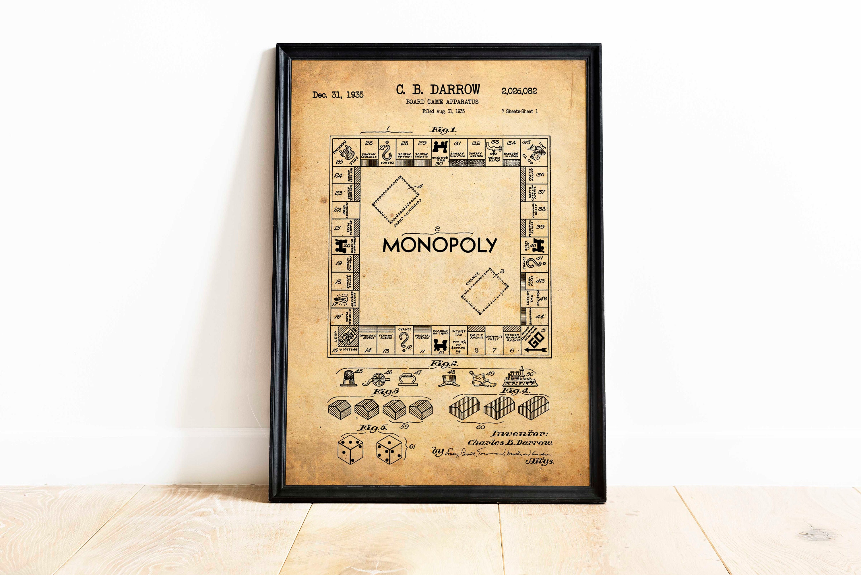 Monopoly Patent Poster Board Game Wall Art Monopoly Wall Decor Gift ...
