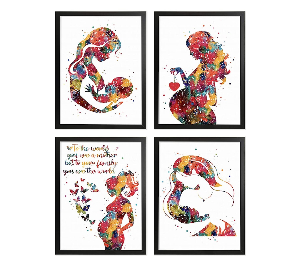 Maternity Watercolor Print Set Pregnancy Wall Art Baby's - Etsy