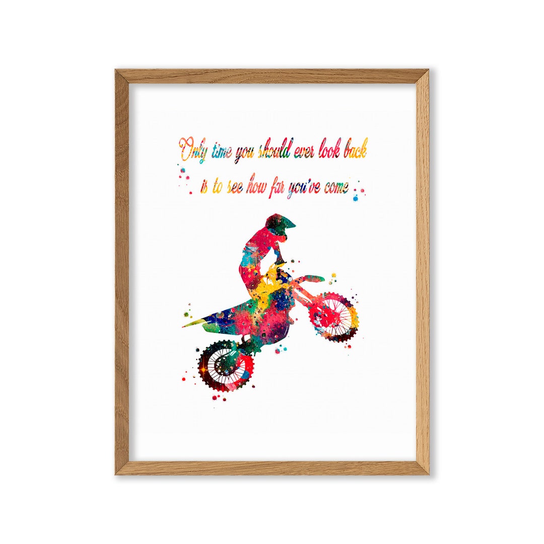 Motocross Watercolor Quote Print Motorsport Racer Rider Motorbike Gift ...