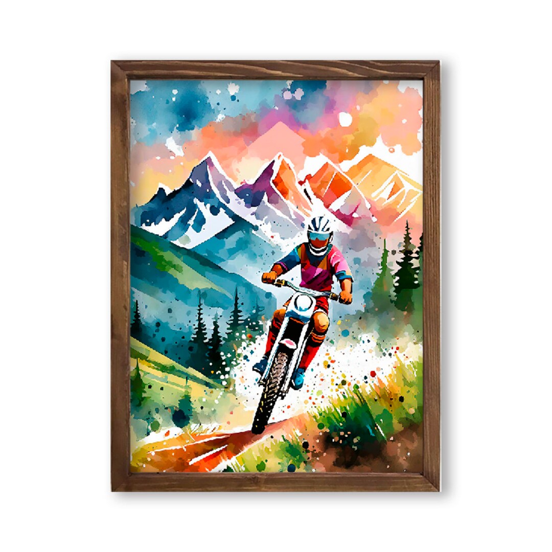 Motocross Watercolor Print Motorsport Racer Rider Motorbike Gift Idea ...