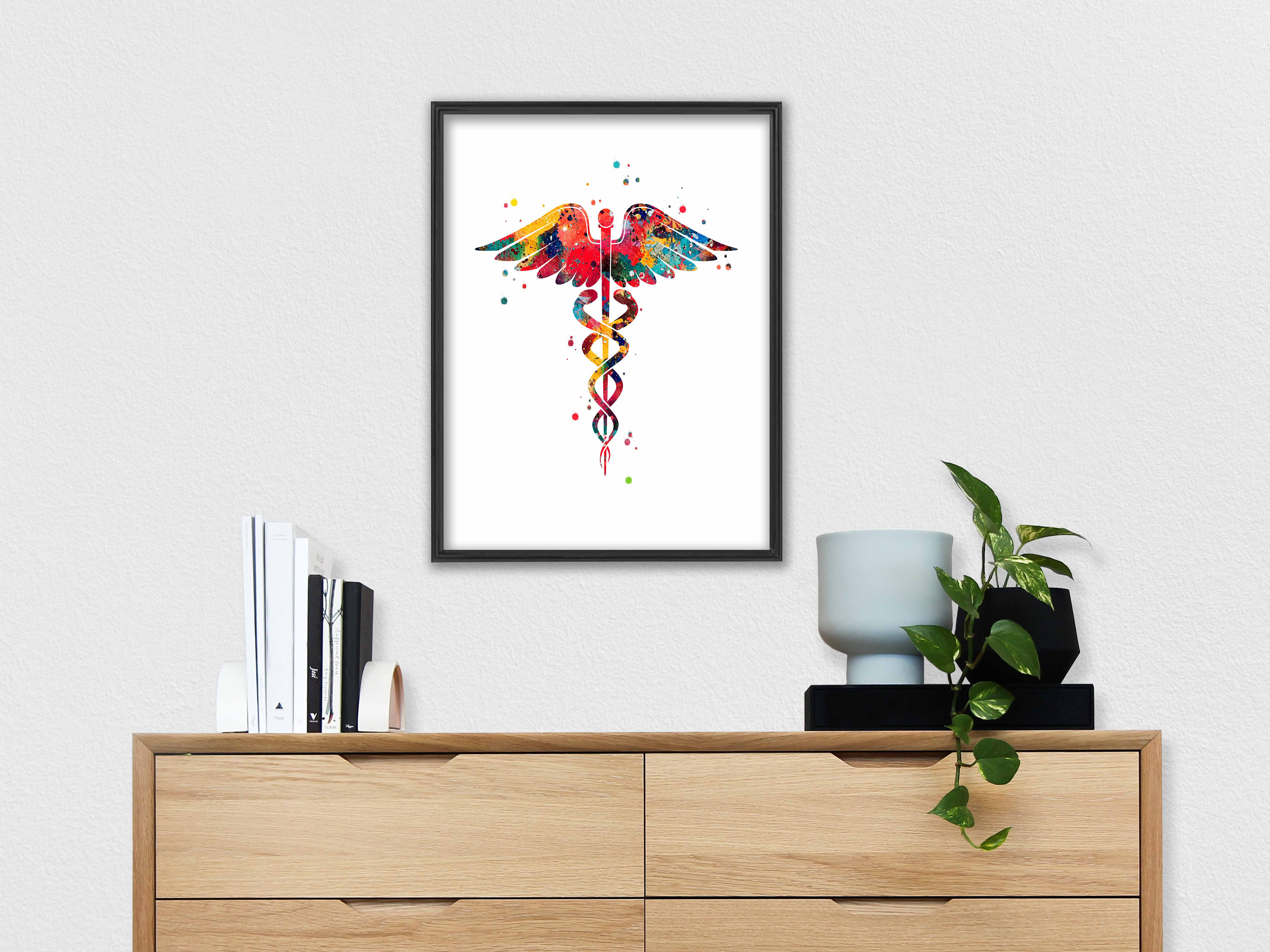Caduceus Medical Symbol Watercolor Art Doctor Office Medical Symbol ...
