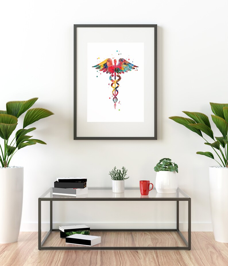 Caduceus Medical Symbol Watercolor Art Doctor Office Medical Symbol ...