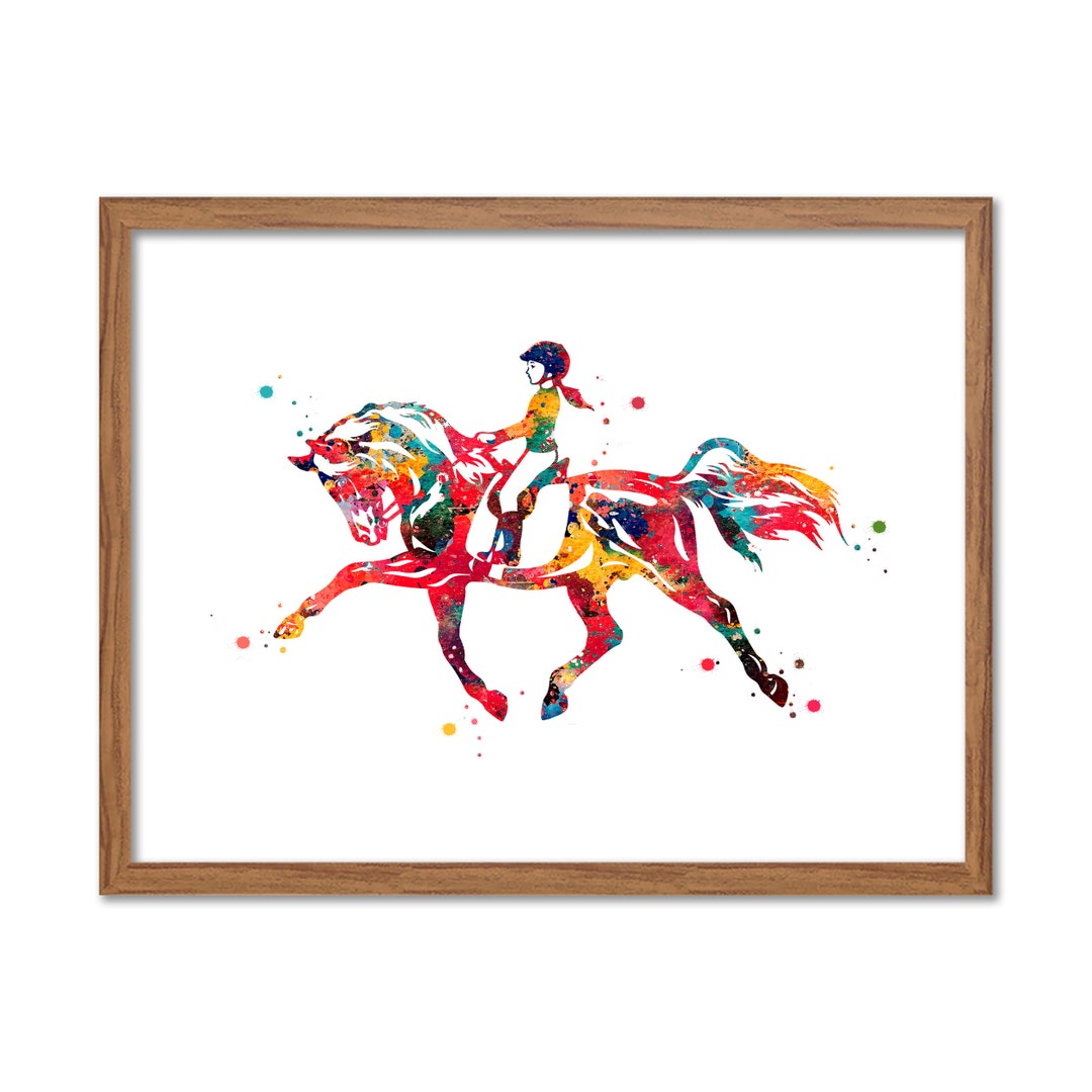 Horseback Riding Equestrian Poster Horse Riding Art Print Horse Wall ...