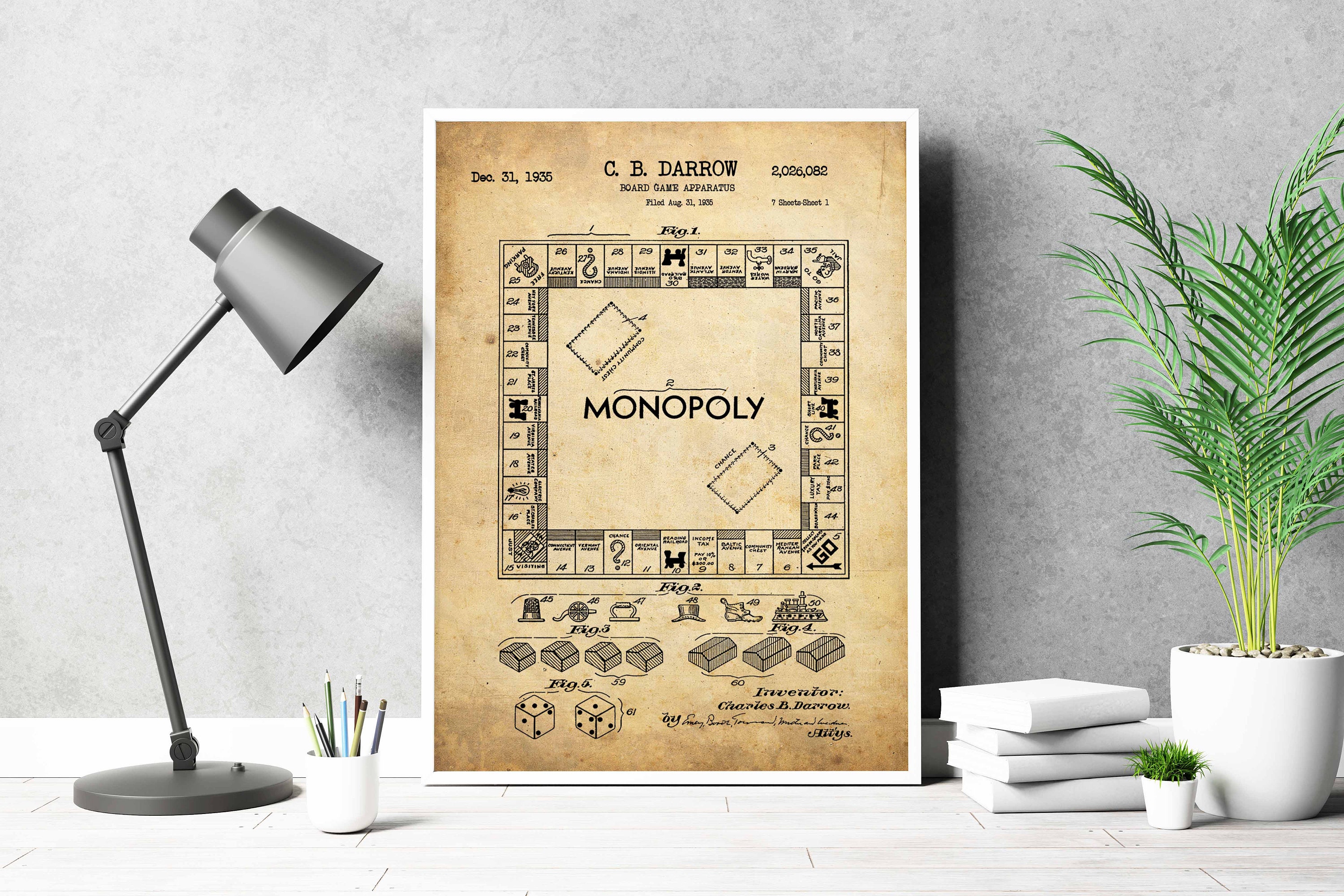 Monopoly Patent Poster Board Game Wall Art Monopoly Wall Decor Gift ...