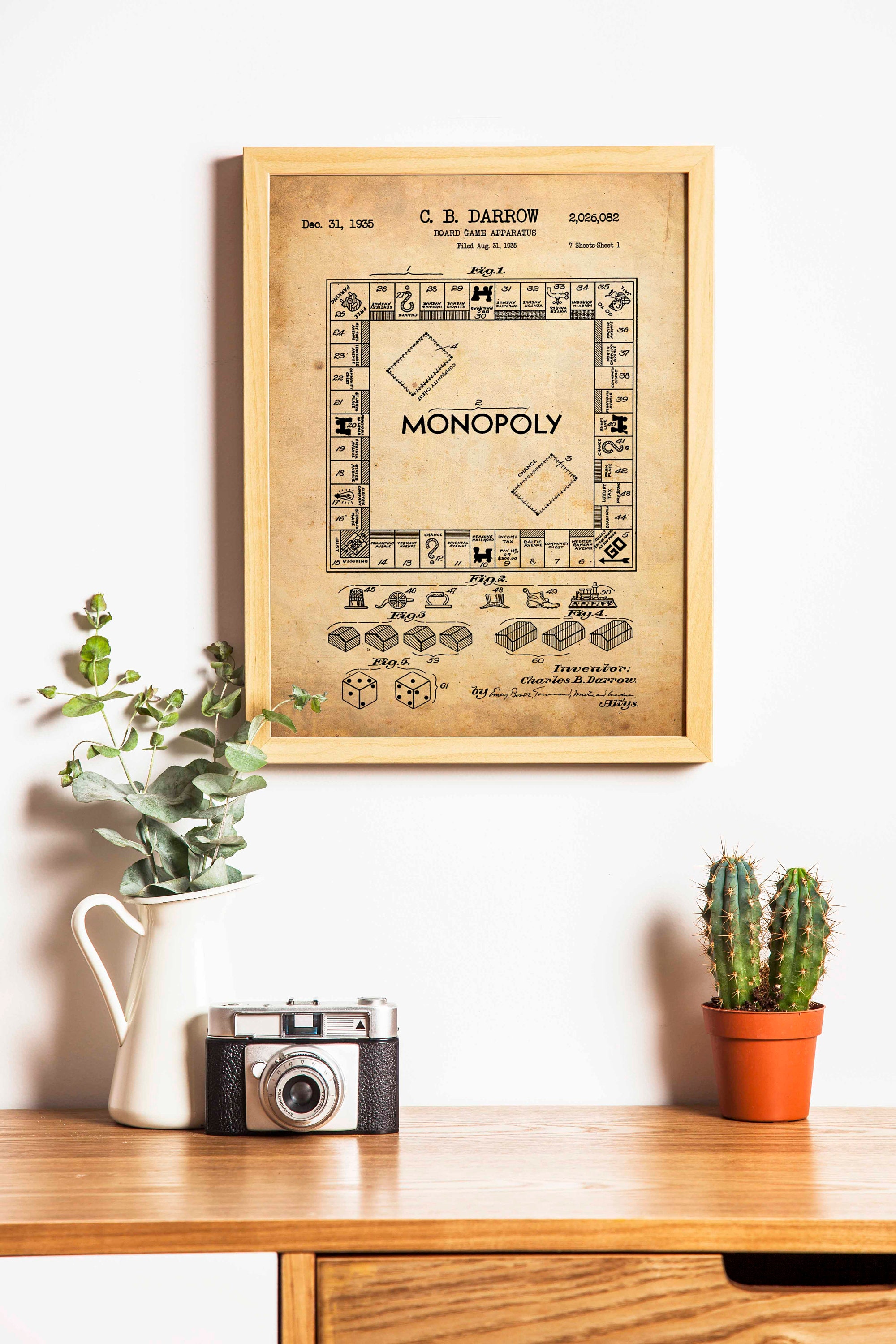 Monopoly Patent Poster Board Game Wall Art Monopoly Wall Decor Gift ...