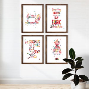 Sewing Watercolor Poster Set Sewing Room Art Craft Room Decor - Etsy