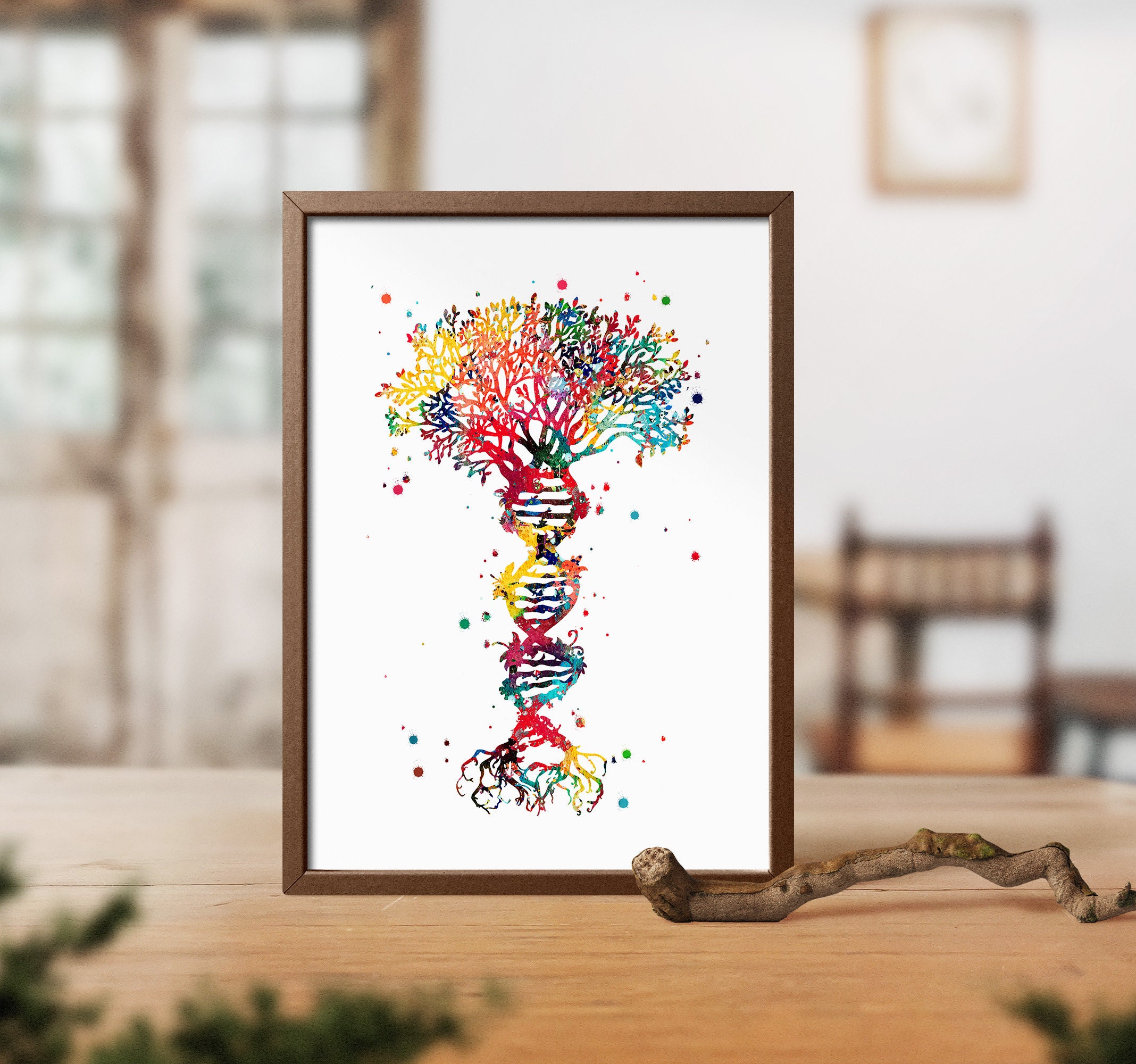 DNA Tree of Life Watercolor Art Medical Symbol Art DNA Double - Etsy