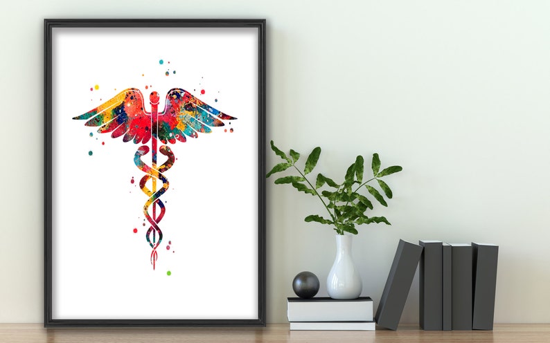 Caduceus Medical Symbol Watercolor Art Doctor Office Medical Symbol ...