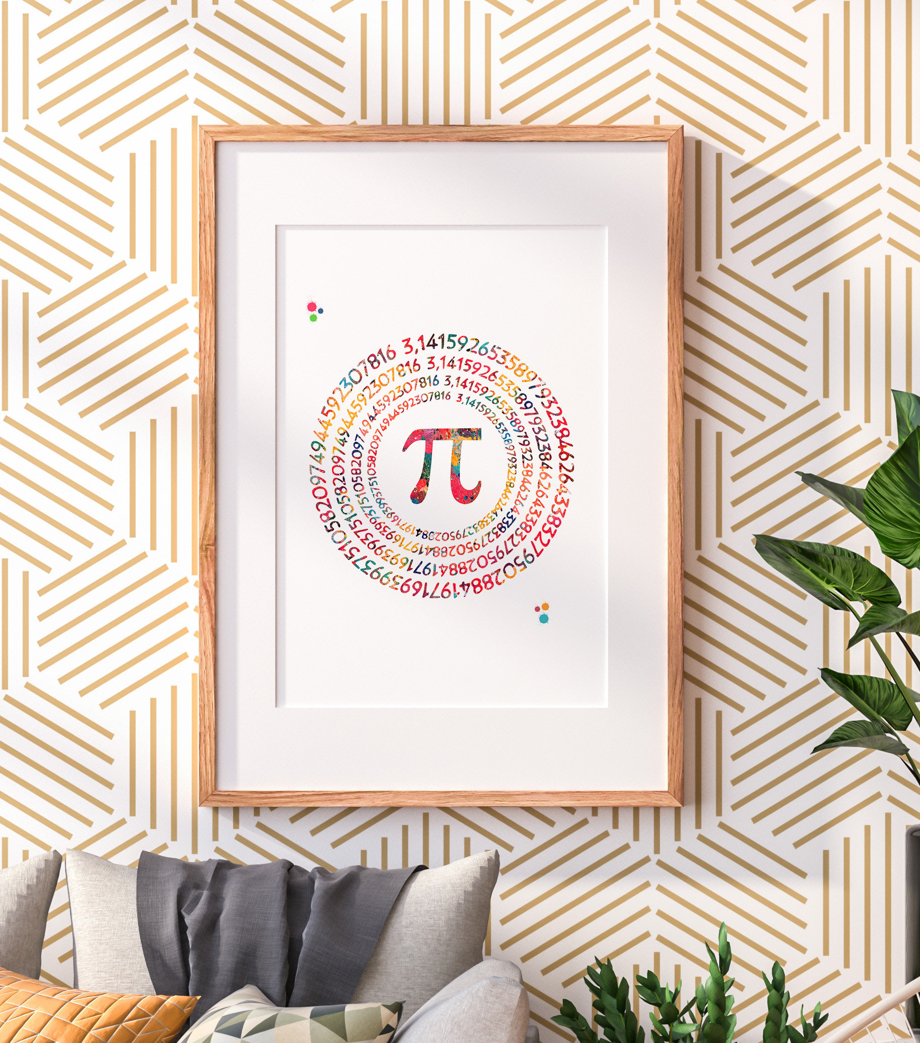 Pi Symbol Watercolor Print Pi Print Poster Mathematics Scientific Art ...