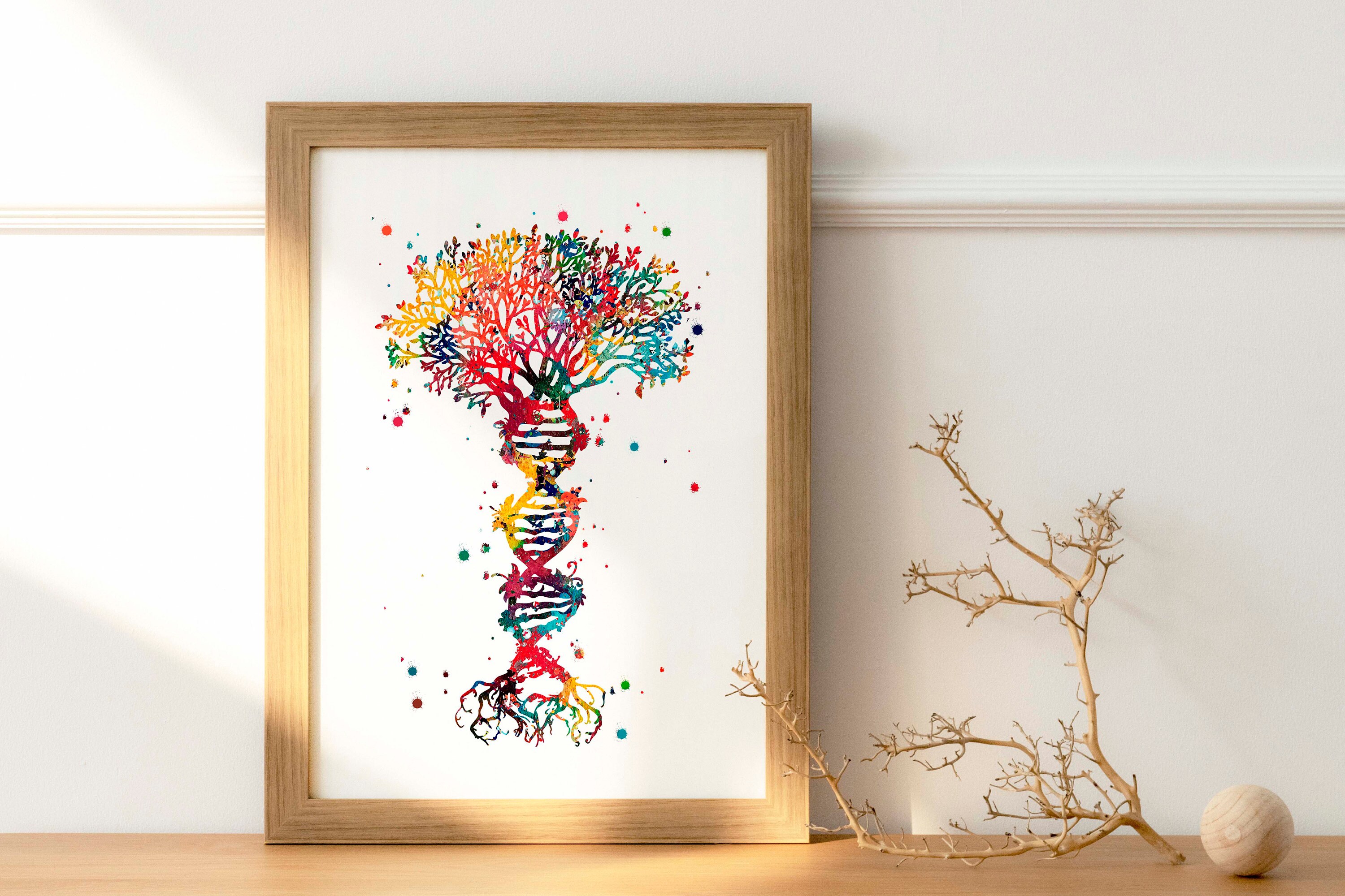 DNA Tree of Life Watercolor Art Medical Symbol Art DNA Double - Etsy