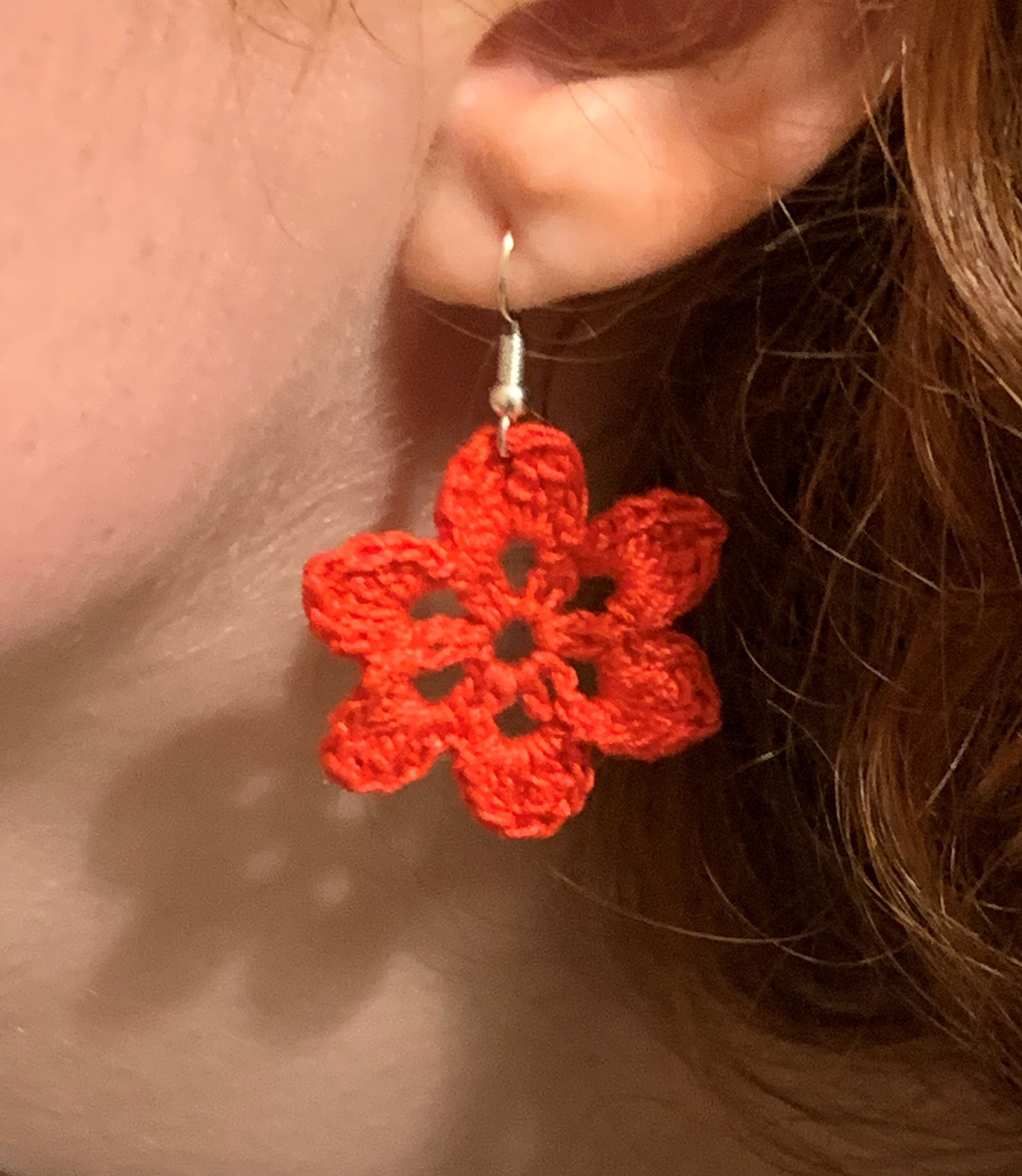 Flower Crochet Drop Earrings - Etsy