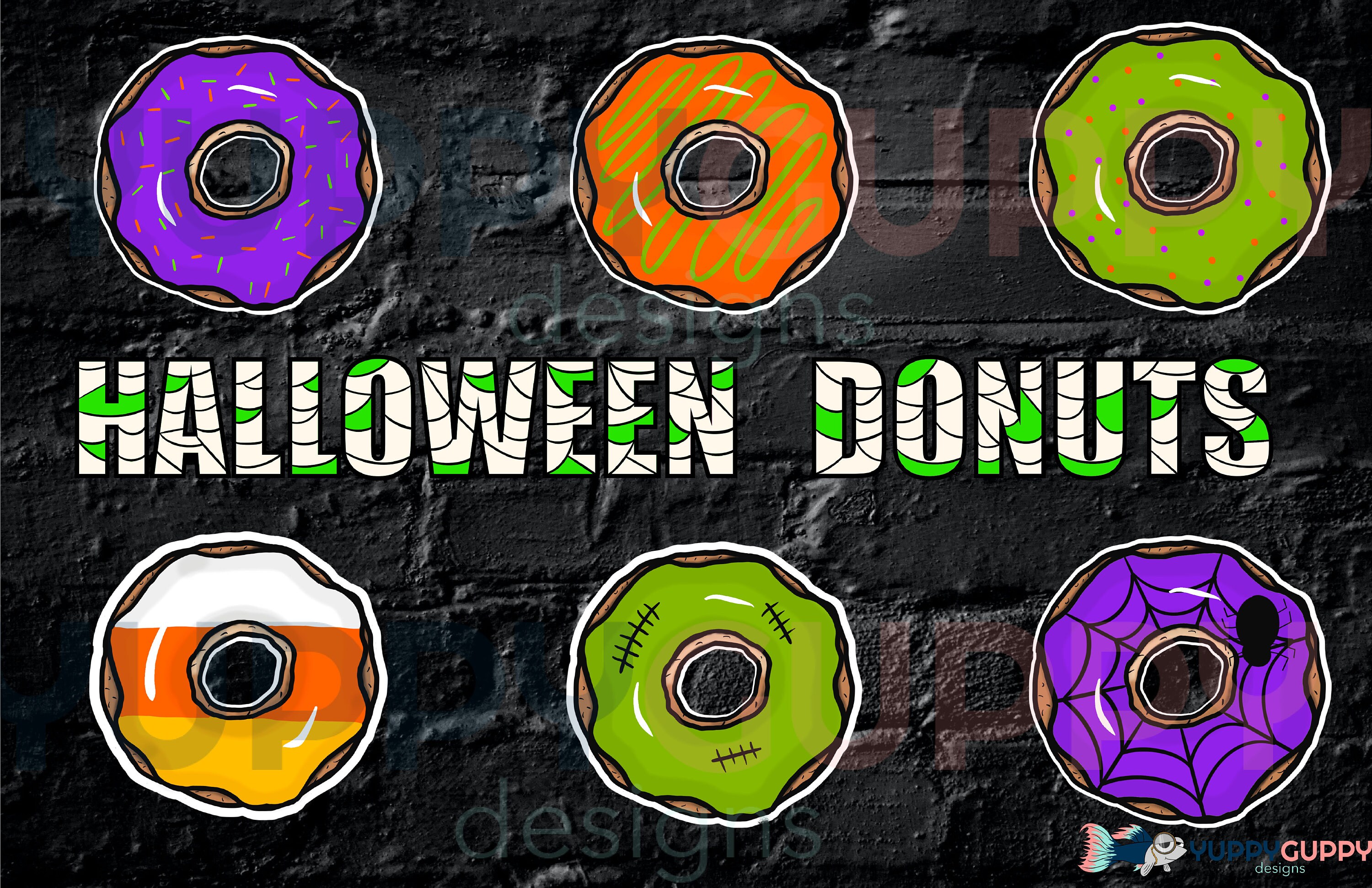 Halloween Donut Clipart/halloween Digital Stickers/donut - Etsy