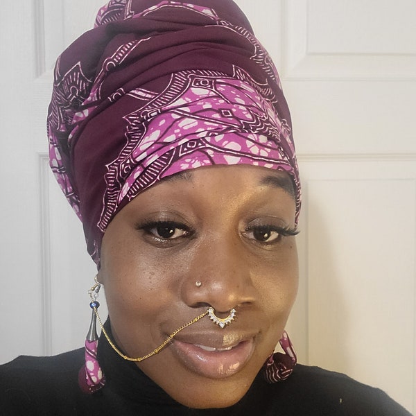 African Head Wrap and Earrings - Etsy