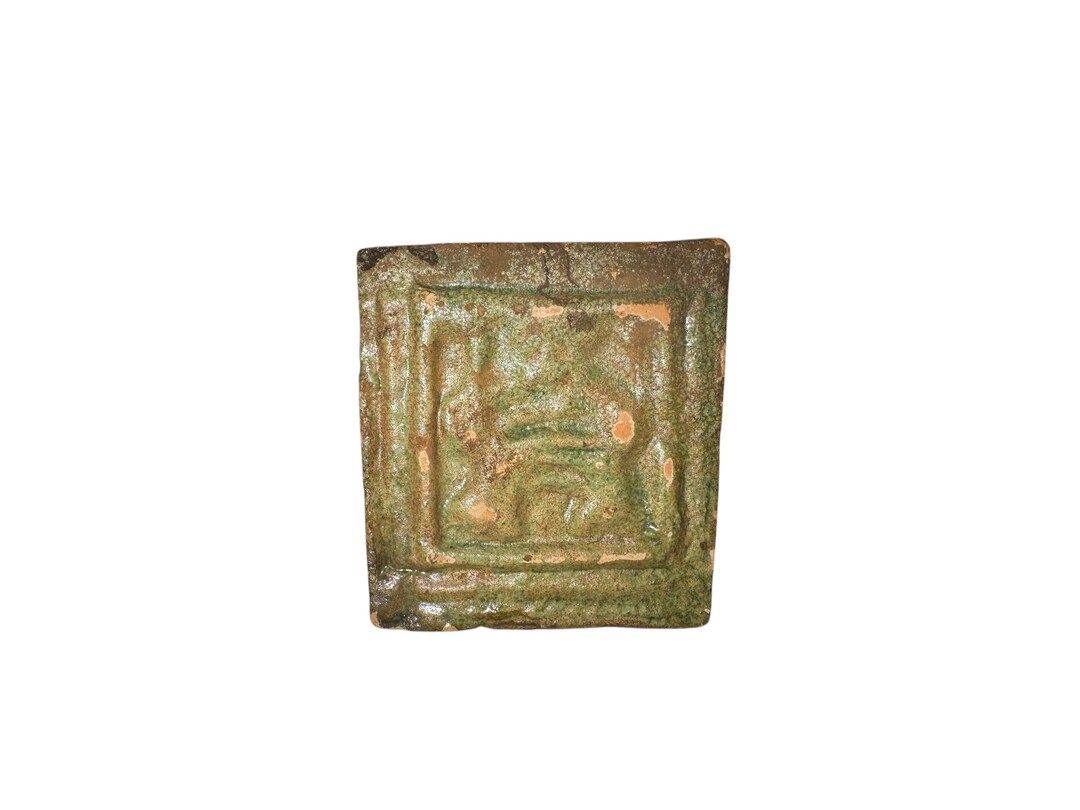 Tudor Period Green Glazed Clay Tile Depicting Rampant Wild Cats, 16th ...