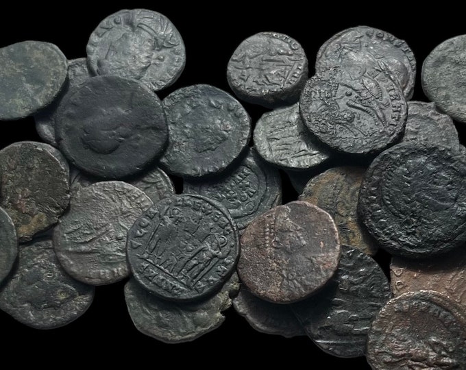 2 Detailed Ancient Roman Bronze Coin Dating to the 4th Century AD | 100 ...