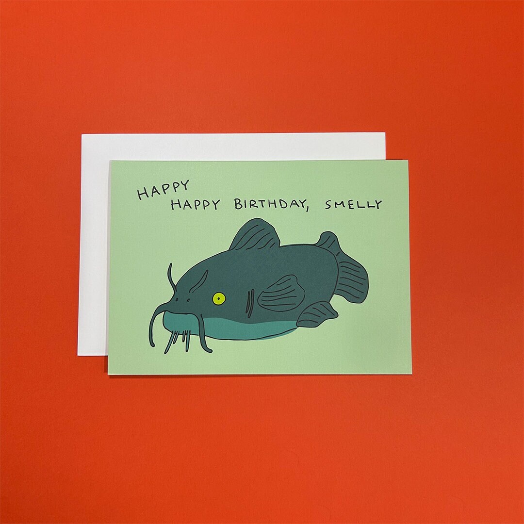 Fish Birthday Card | Happy Happy Birthday Smelly | Funny Birthday Card ...