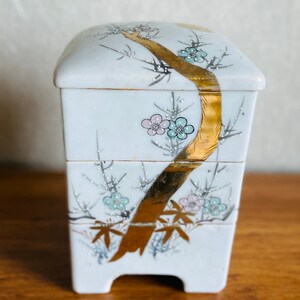 Vintage Japanese Ceramic Jubako Box, Hand Painted 3 Tier Bento Stacking ...