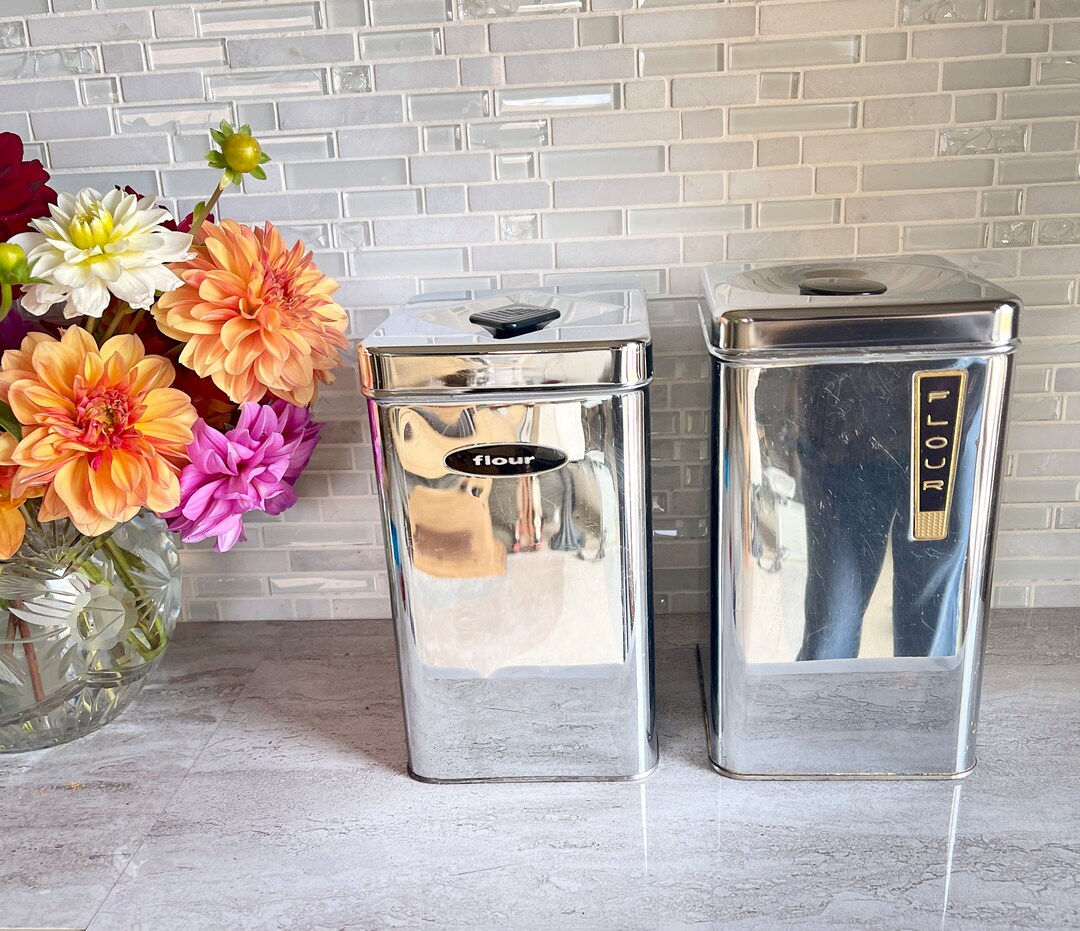 Vintage 1950s Masterware Chrome Metal Flour Canister Lincoln - Etsy