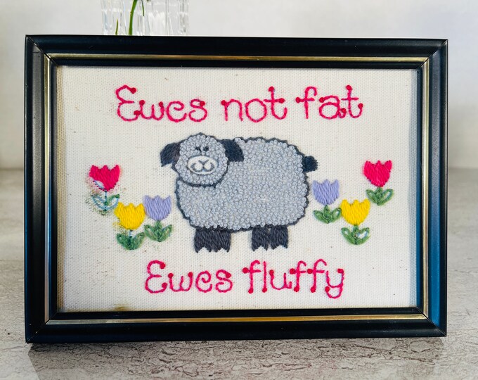Vintage Needlepoint Ewes Not Fat Ewes Fluffy Framed Needle Point - Etsy