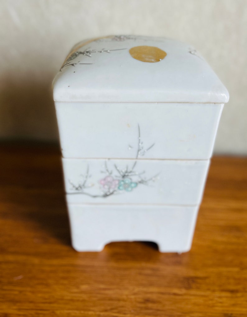 Vintage Japanese Ceramic Jubako Box Hand Painted 3 Tier Bento - Etsy