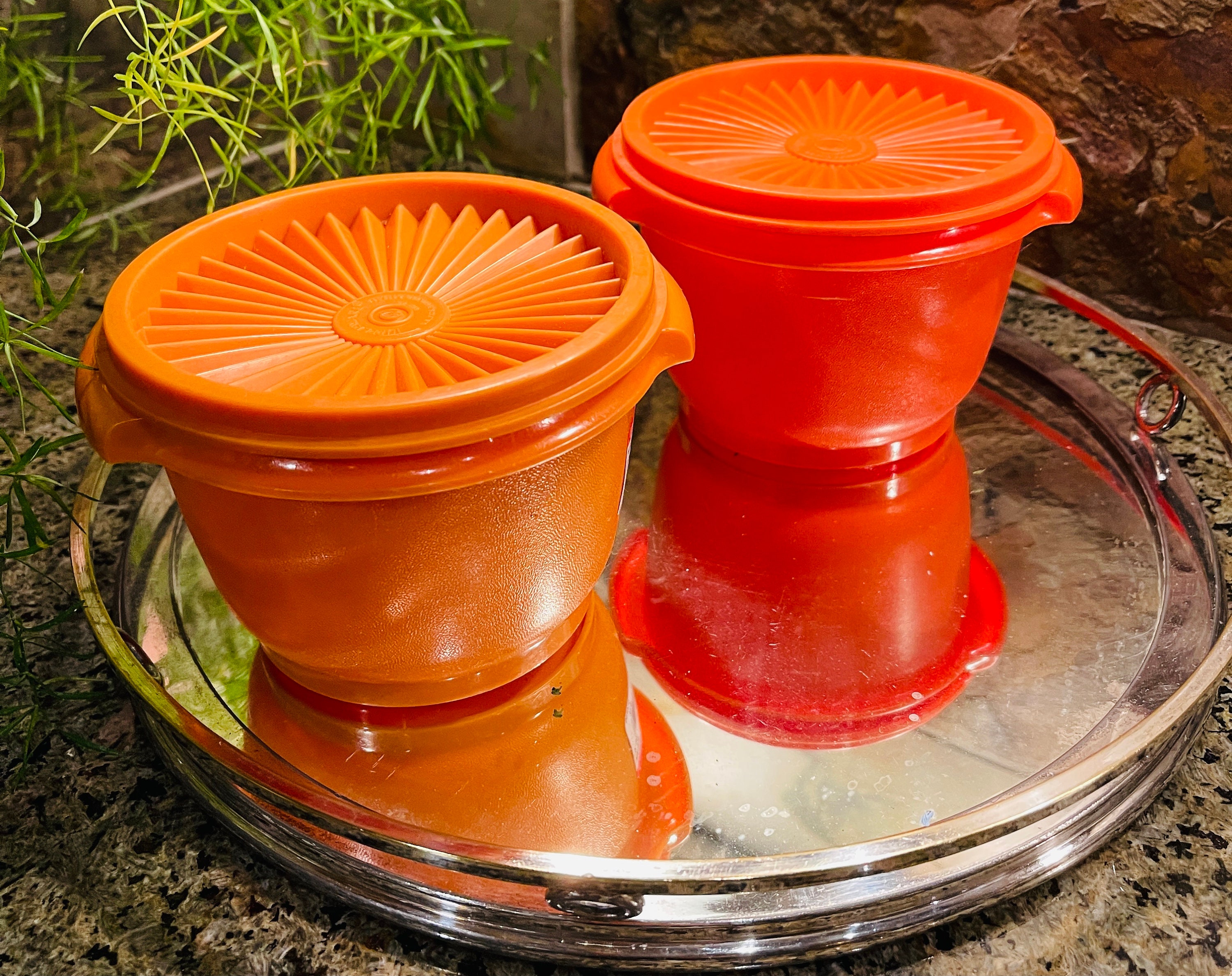 Orange Vintage Tupperware Covered Bowl Set Tupperware Fall Colors 1970 ...