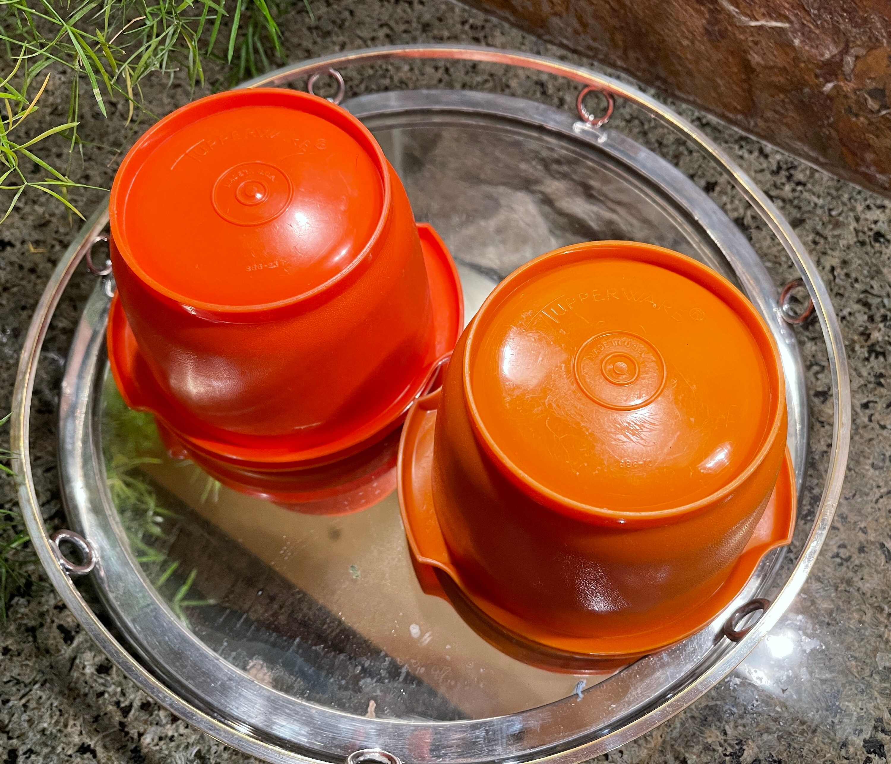 Orange Vintage Tupperware Covered Bowl Set Tupperware Fall Colors 1970 ...