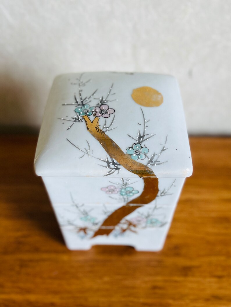 Vintage Japanese Ceramic Jubako Box Hand Painted 3 Tier Bento - Etsy