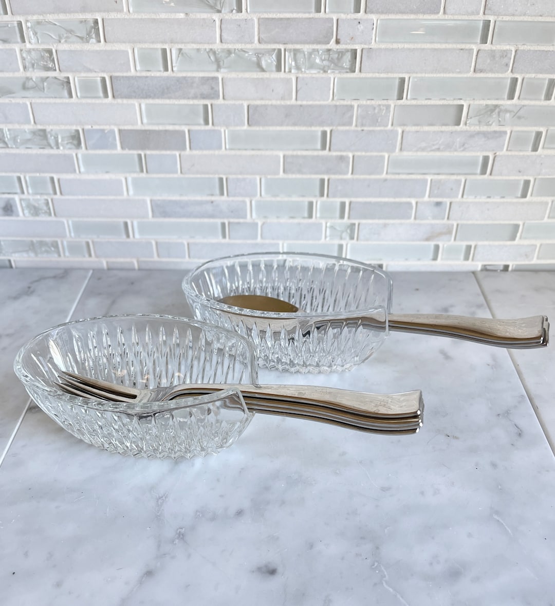 Princess House Highlights Crystal Buffet Ware, Set of 2 Utensil Holder ...