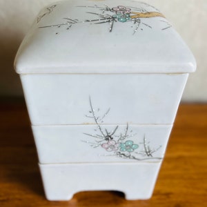 Vintage Japanese Ceramic Jubako Box, Hand Painted 3 Tier Bento Stacking ...