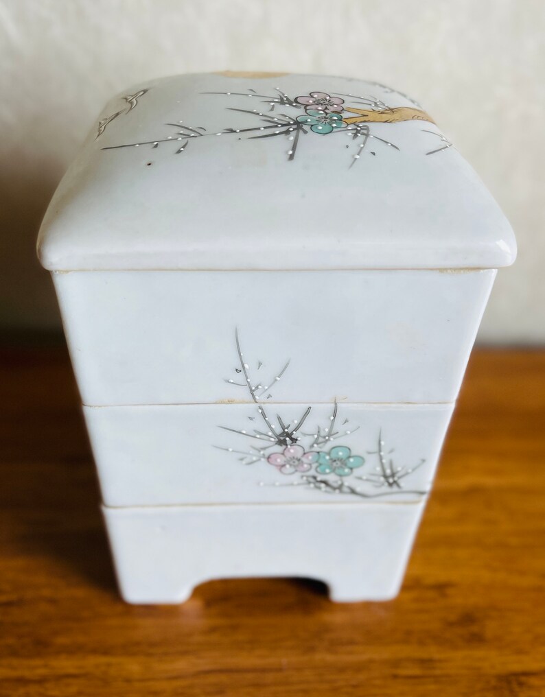 Vintage Japanese Ceramic Jubako Box Hand Painted 3 Tier Bento - Etsy