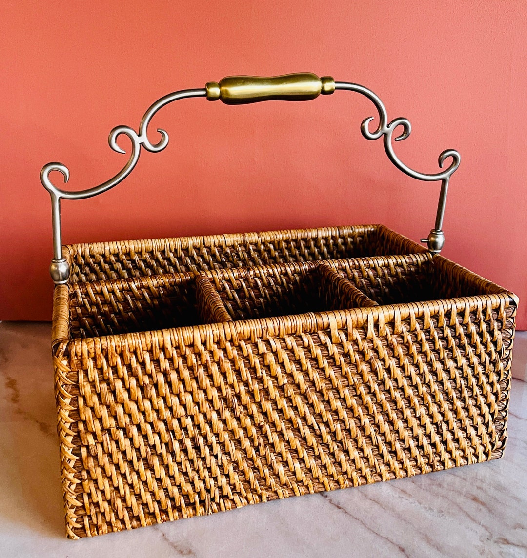 Handwoven Rattan Flatware Caddy, Flatware Organizer, Entertainment BBQ ...