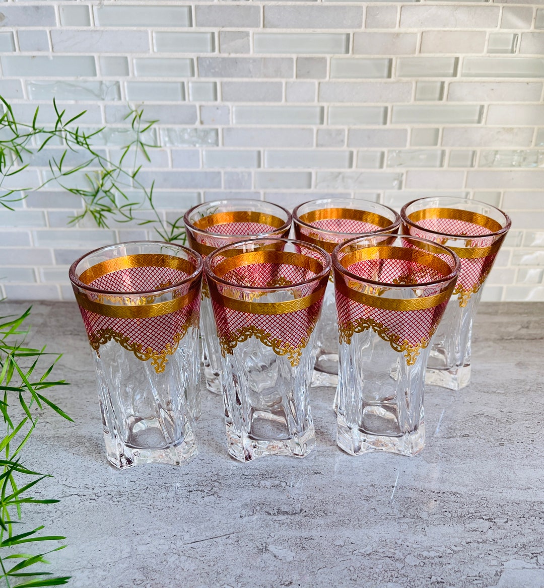 Set of 6 Mid Century Drinking Glasses, Juice Glasses, Ice Water Glasses ...