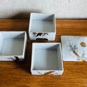 Vintage Japanese Ceramic Jubako Box, Hand Painted 3 Tier Bento Stacking ...