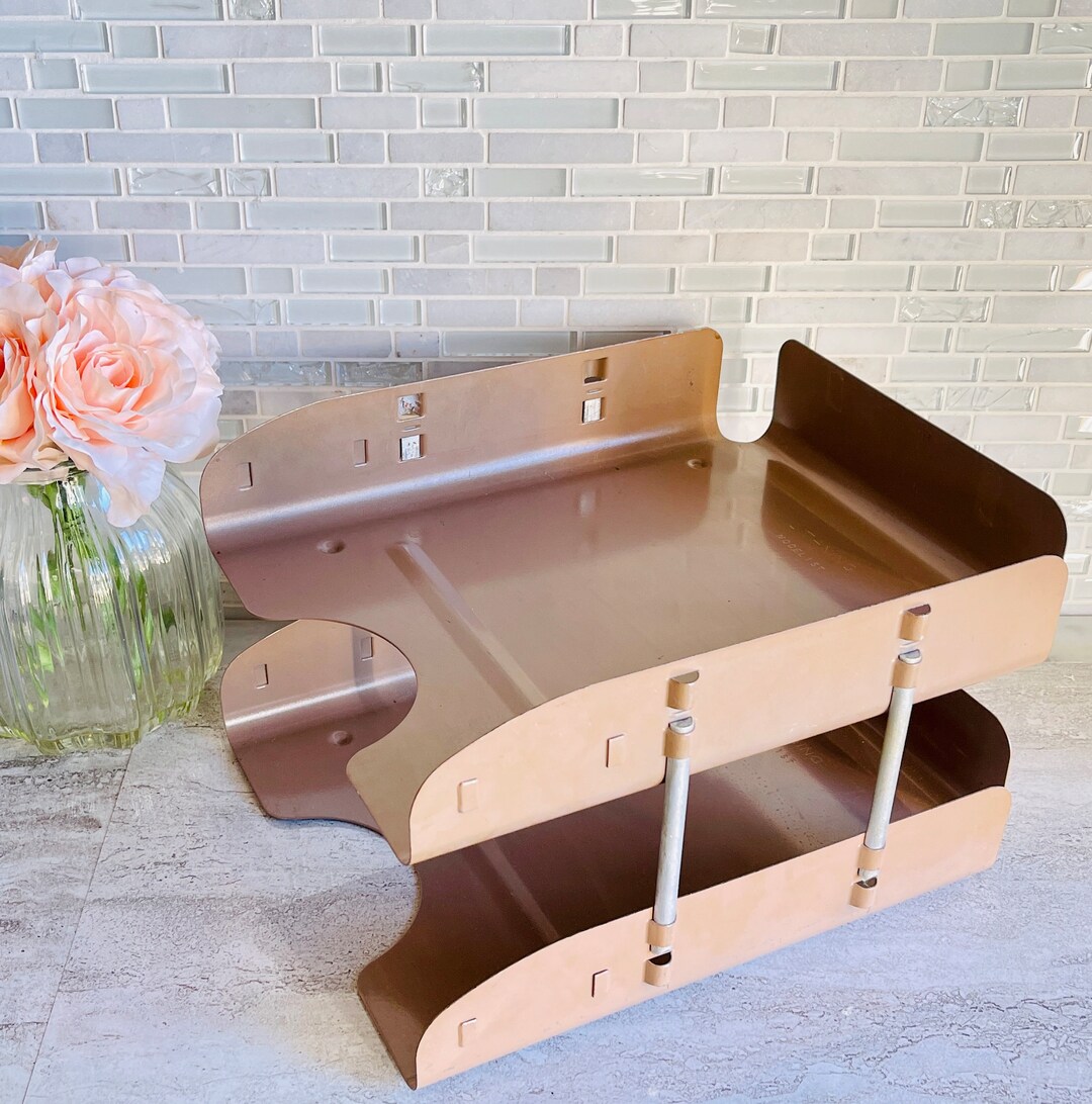 40s Mid Century Industrial Metal Stacking Desk Organizer, Heavy Duty ...