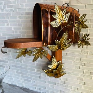 Vintage Home Interiors Copper Mailbox W/ Brass Leaves Wall Hanging ...