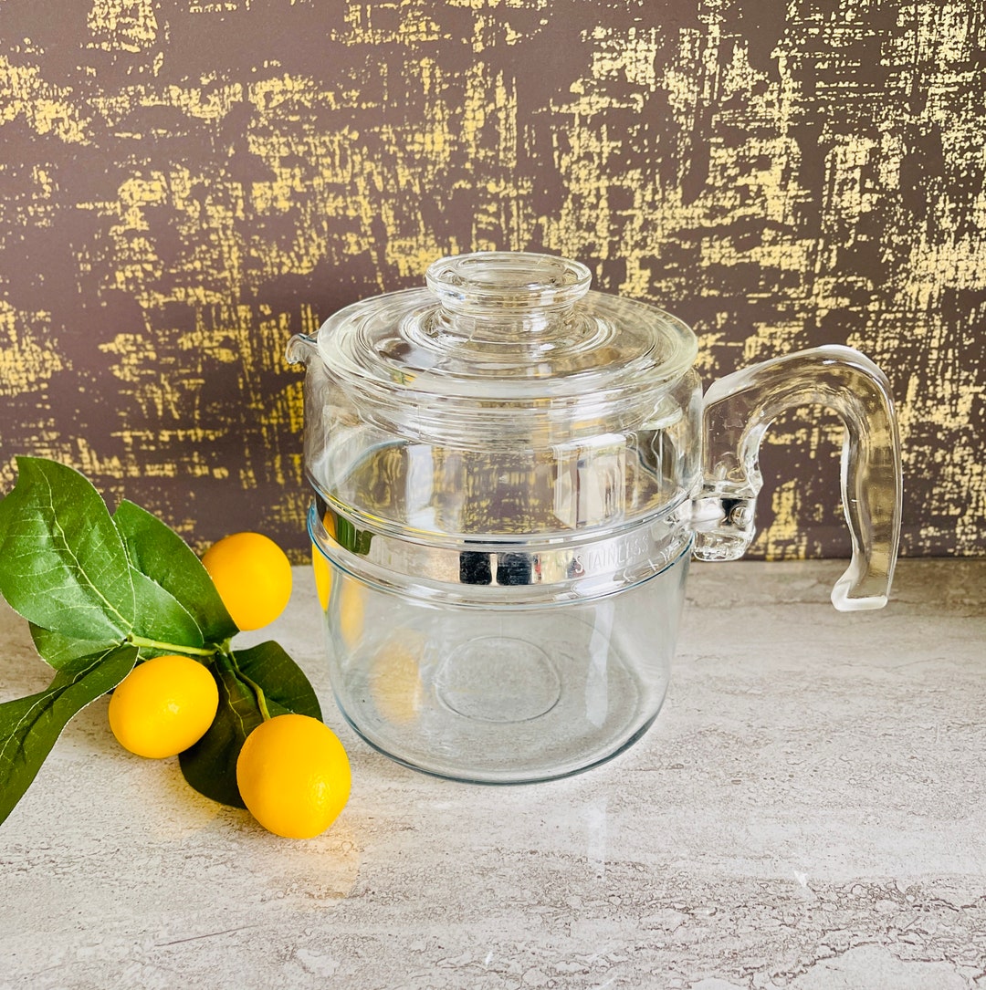 Vintage Pyrex Flameware Coffee Pot Percolator Glass Coffee Pot 7756 ...