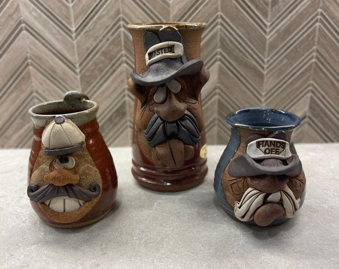Robert Eakin Ugly Face Pottery Coffee Mug Signed, Ugly Face Beer Stein ...