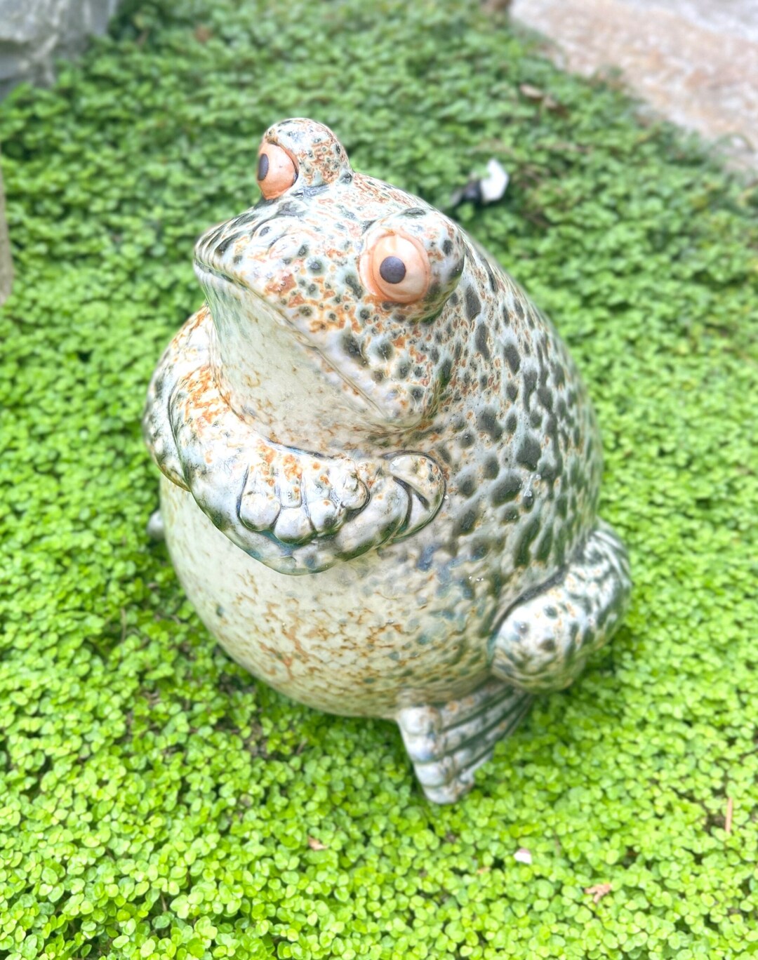 Green Ceramic Frog Garden Art Cross Armed Frog Home Decor - Etsy