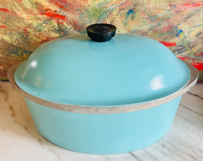 Rare Oval Club Turquoise Roasting Pan, Aluminum Roaster Pot, 1950s ...