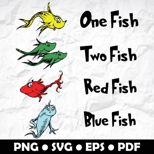 Dr. Seuss Transfer One Fish Two Fish Red Fish Blue Fish - Etsy