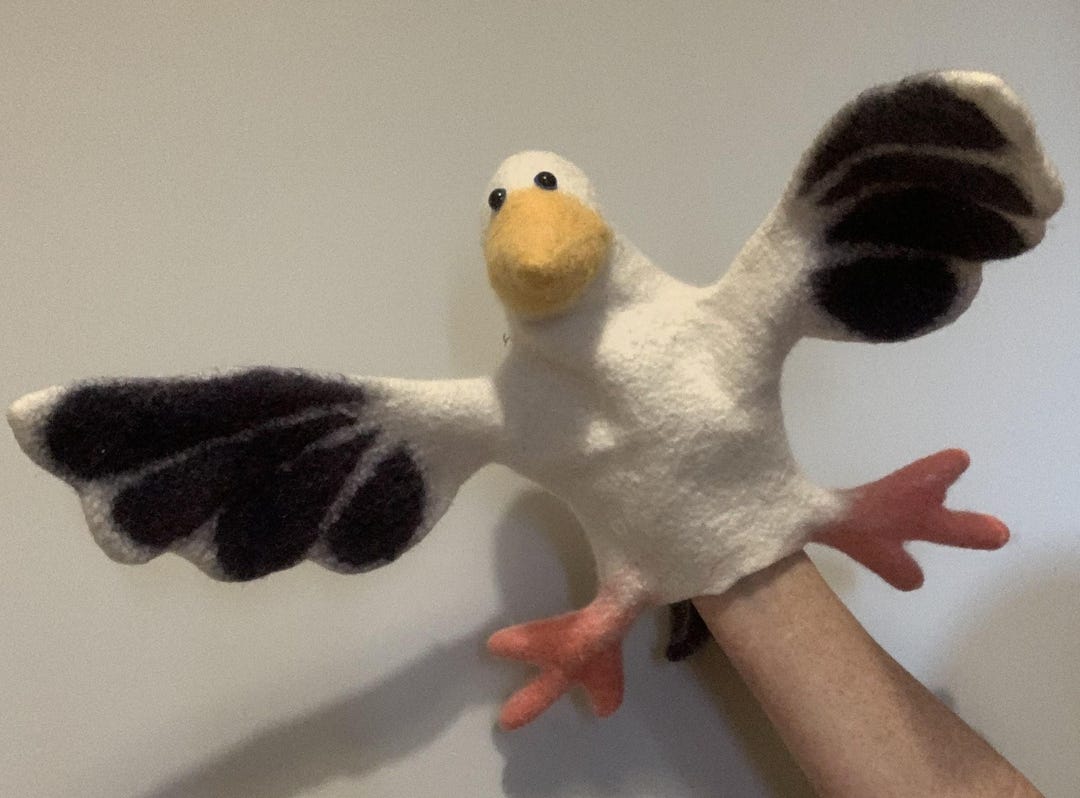 Glove Puppet Bird With Purple Wings Wet Felted Hand Puppet, Interactive ...
