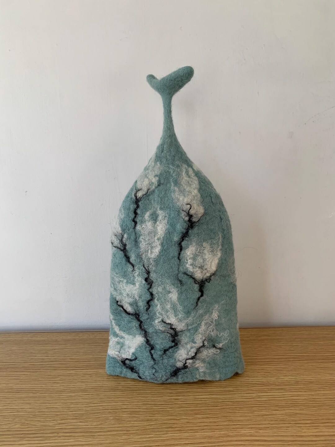 Large Wet Felted Coffee Cosy - Blue Dandelion Clocks - Unique Gift for ...