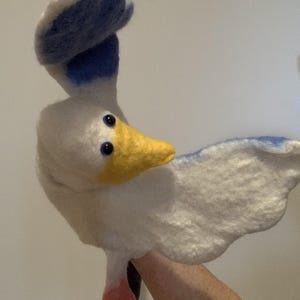 Glove Puppet - Bird With Blue Wings - Wet Felted Hand Puppet ...
