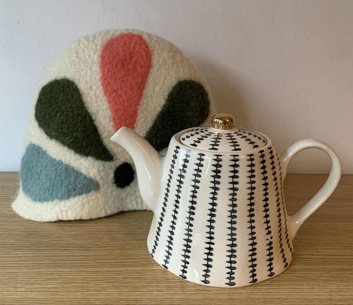Large Wet Felted Tea Cosy - Pink, Green and Blue - Unique Gift for Tea ...