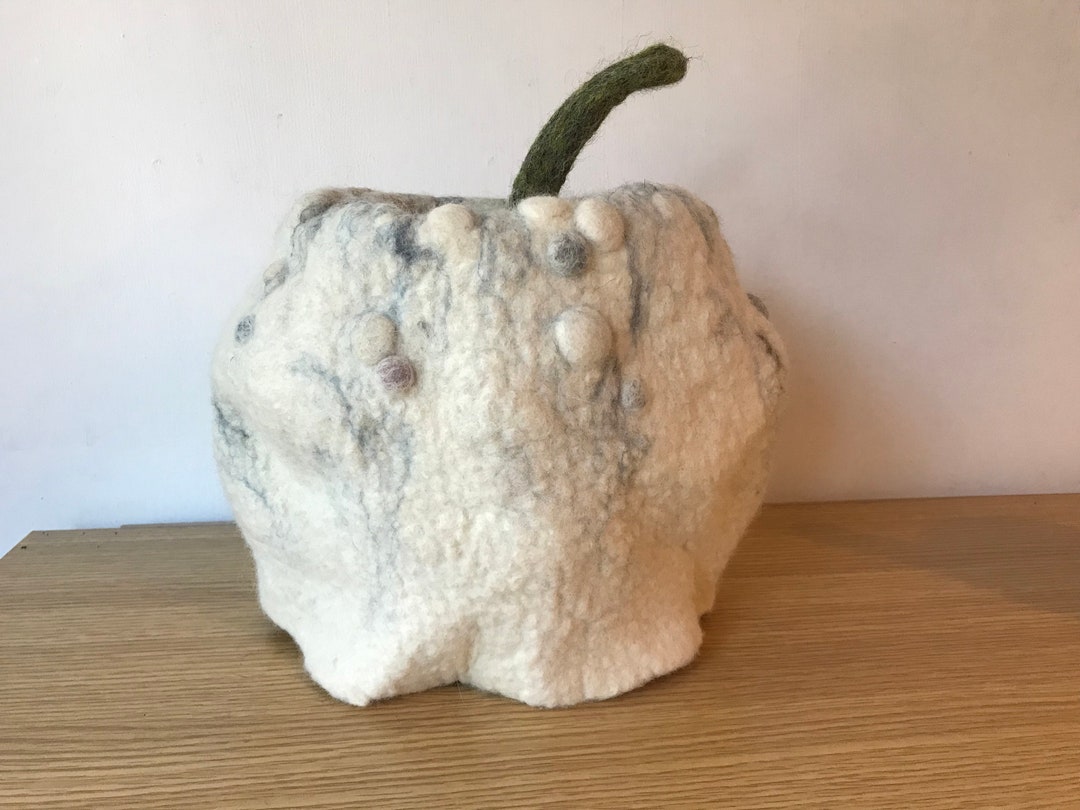 Large Wet Felted Tea Cosy Blue and White Pumpkin Unique Gift for Tea ...