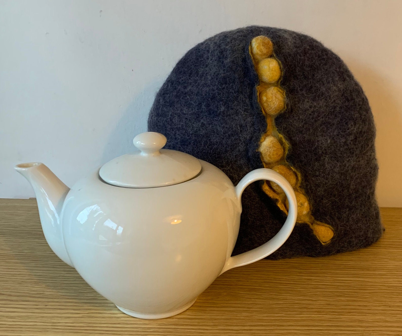 Large Wet Felted Tea Cosy - Blue and Gold - Unique Gift for Tea Lover ...